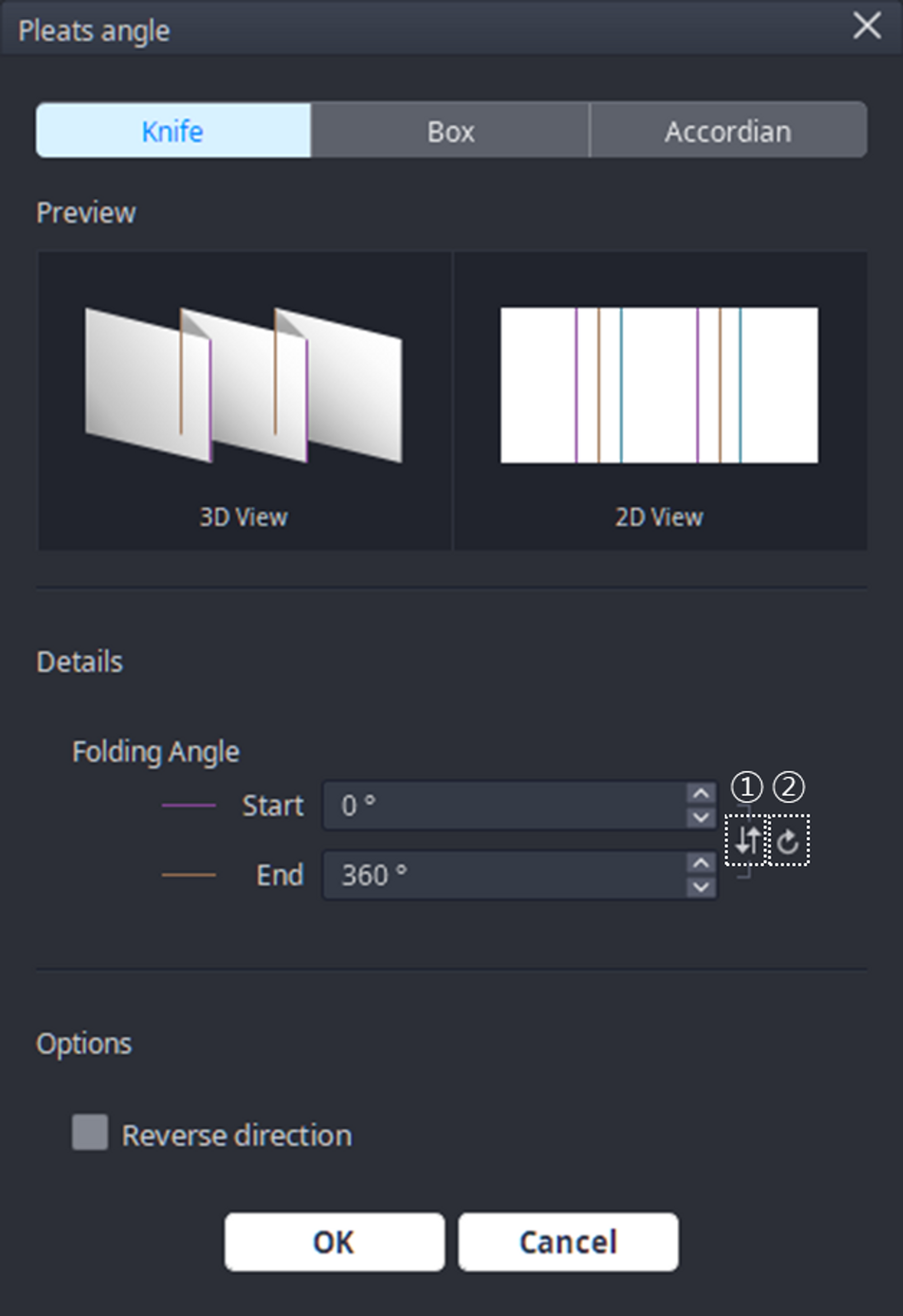 Pleats Angle – z-emotion Help Center